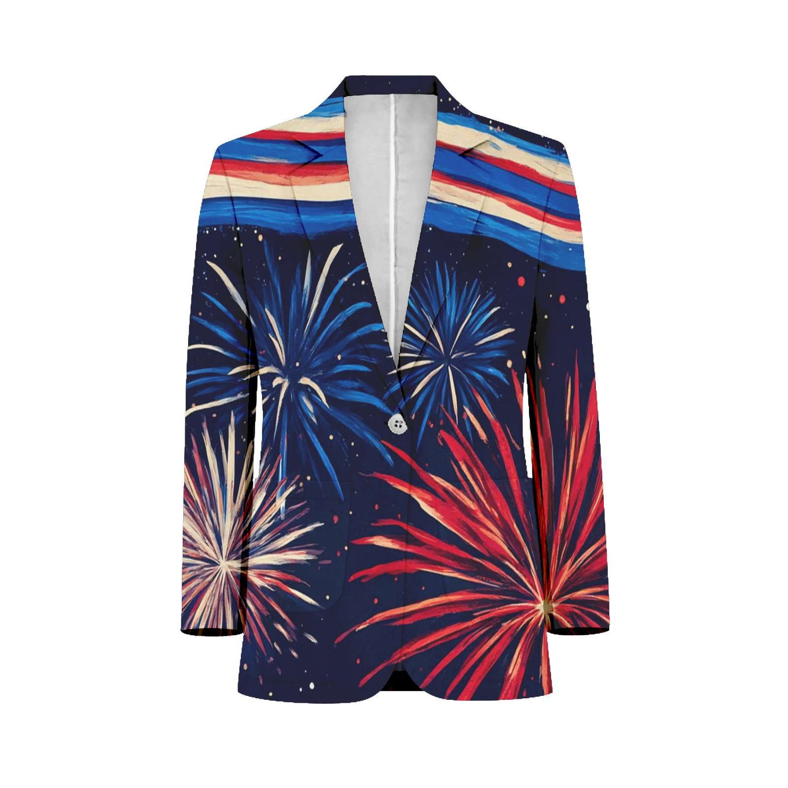 American Flag Fireworks Celebration Mens Suits Shawl Collar Slim Fit ...