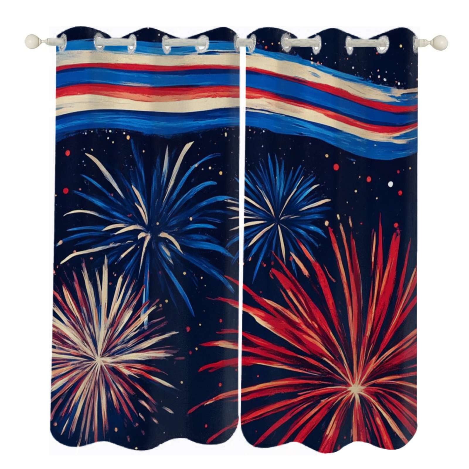 American Flag Fireworks Celebration Sunshade Curtains Home Bedroom ...