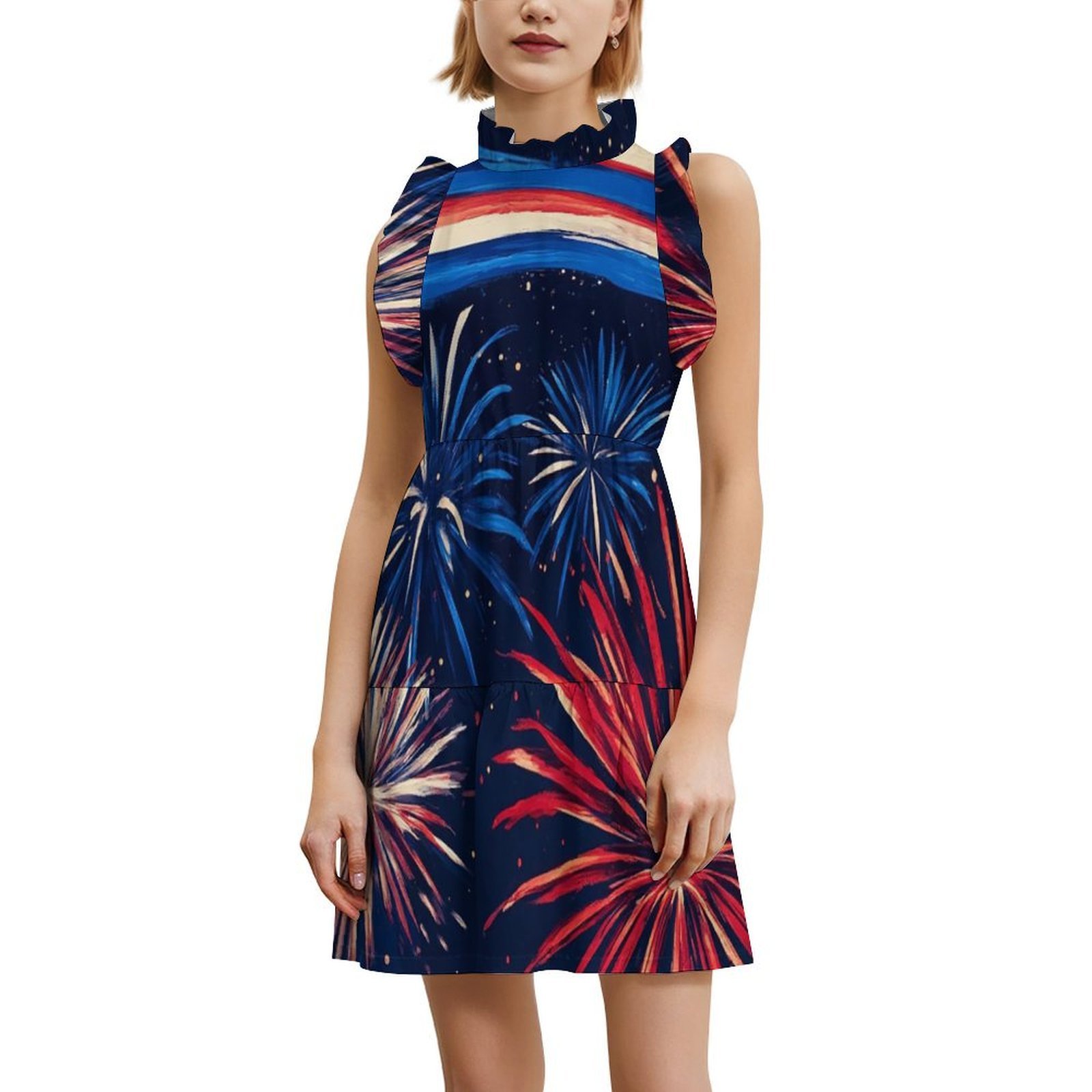 American Flag Fireworks Celebration Women's Fashion Casual Dress Summer ...
