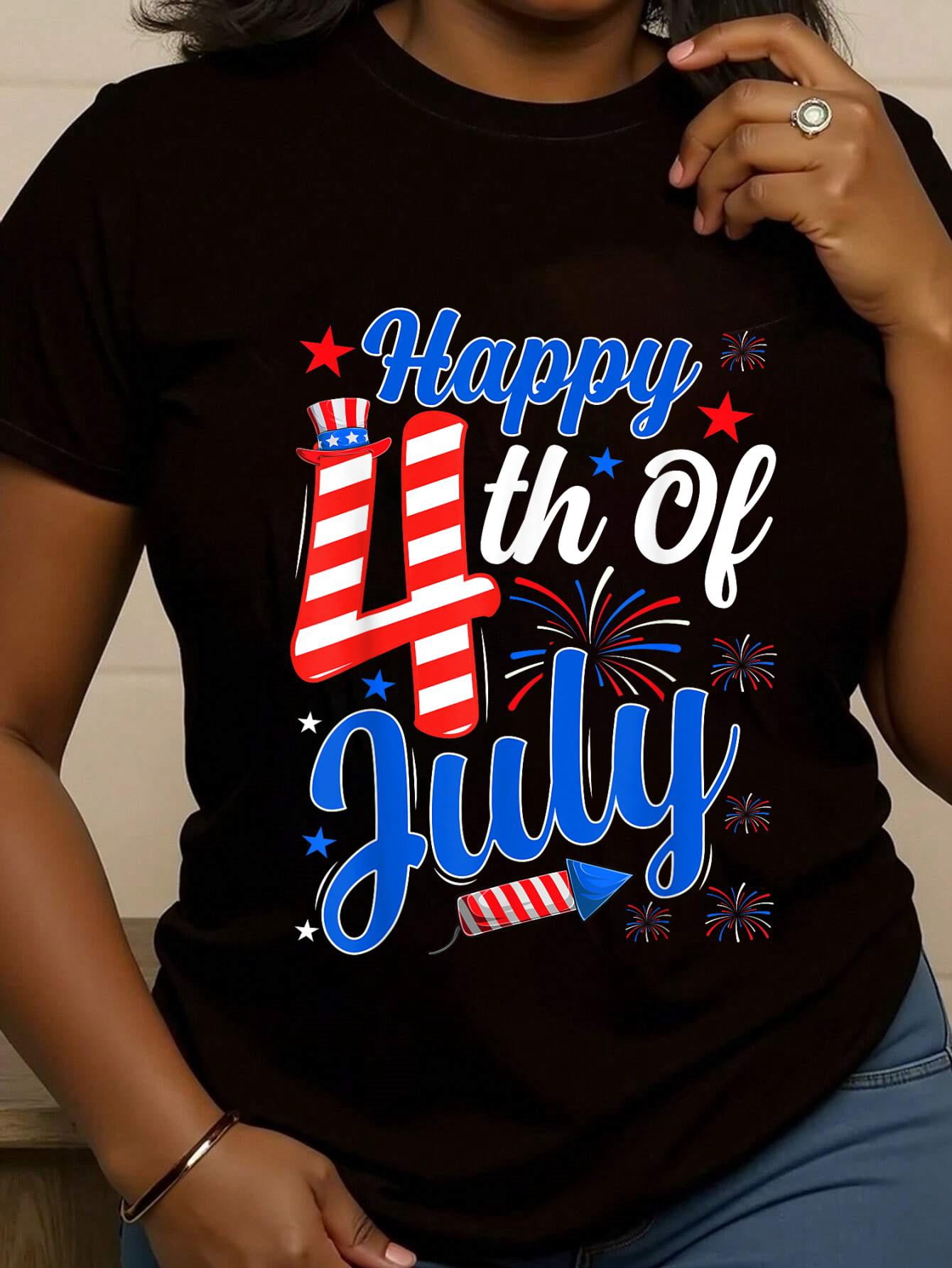 American Flag Fireworks Hat USA Patriotic Happy 4th Of July T-Shirt ...