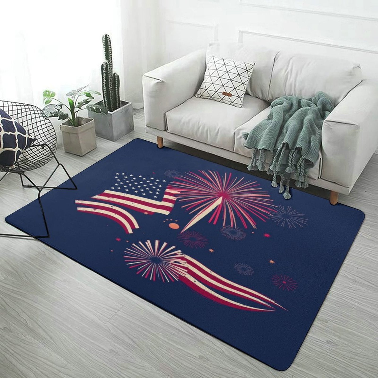 American Flag Fireworks Light Luxury Home Carpets Living Room Ration ...