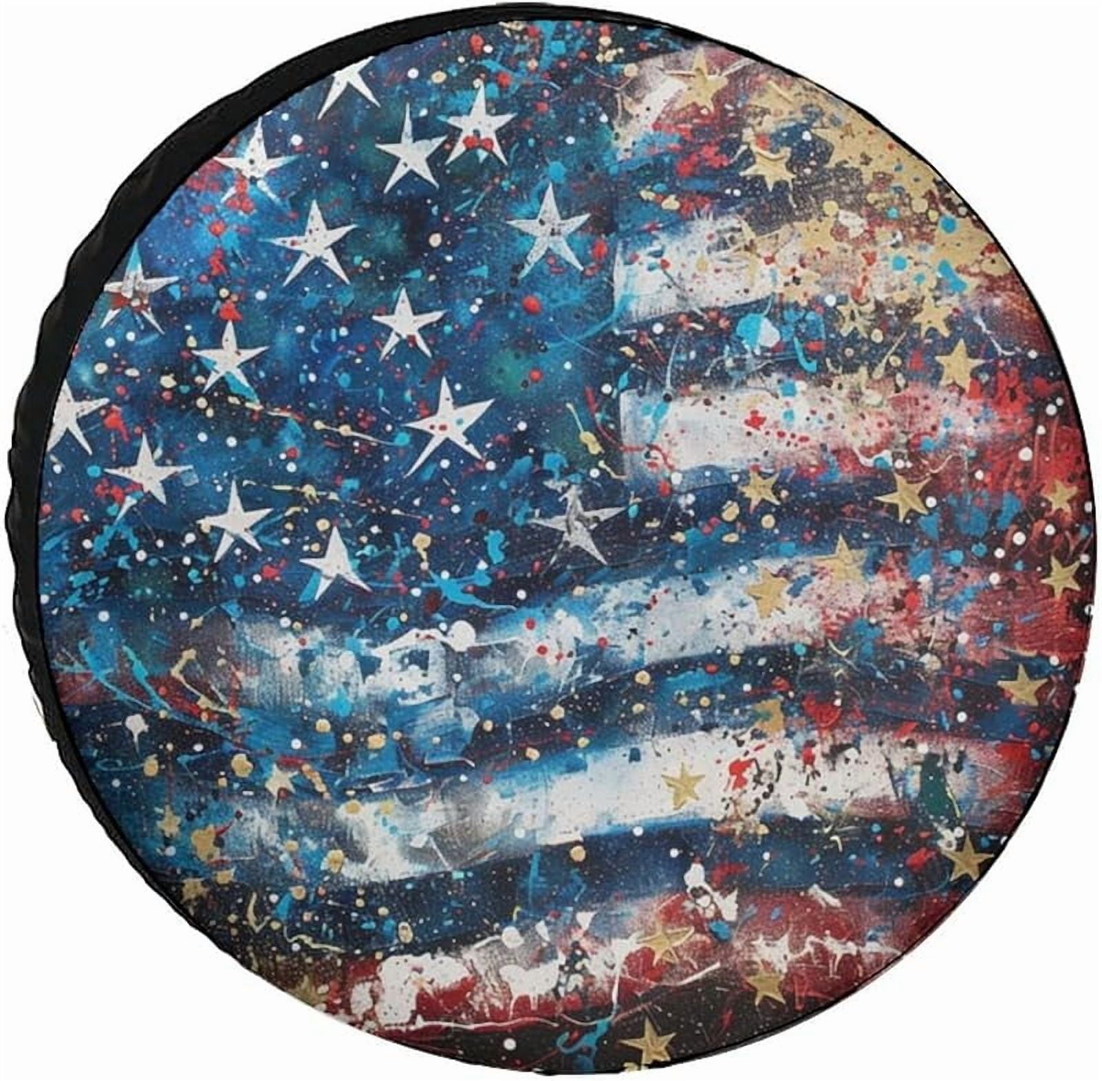 American Flag with Fireworks Spare Tire Cover Independence Day Memorial ...