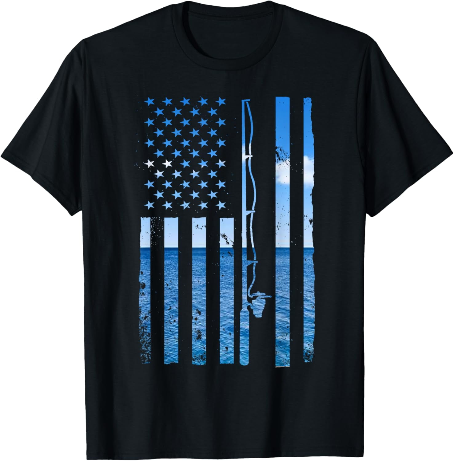 American Flag Fish Fisher Fisherman Funny Bass Fishing USA T-Shirt Tops ...