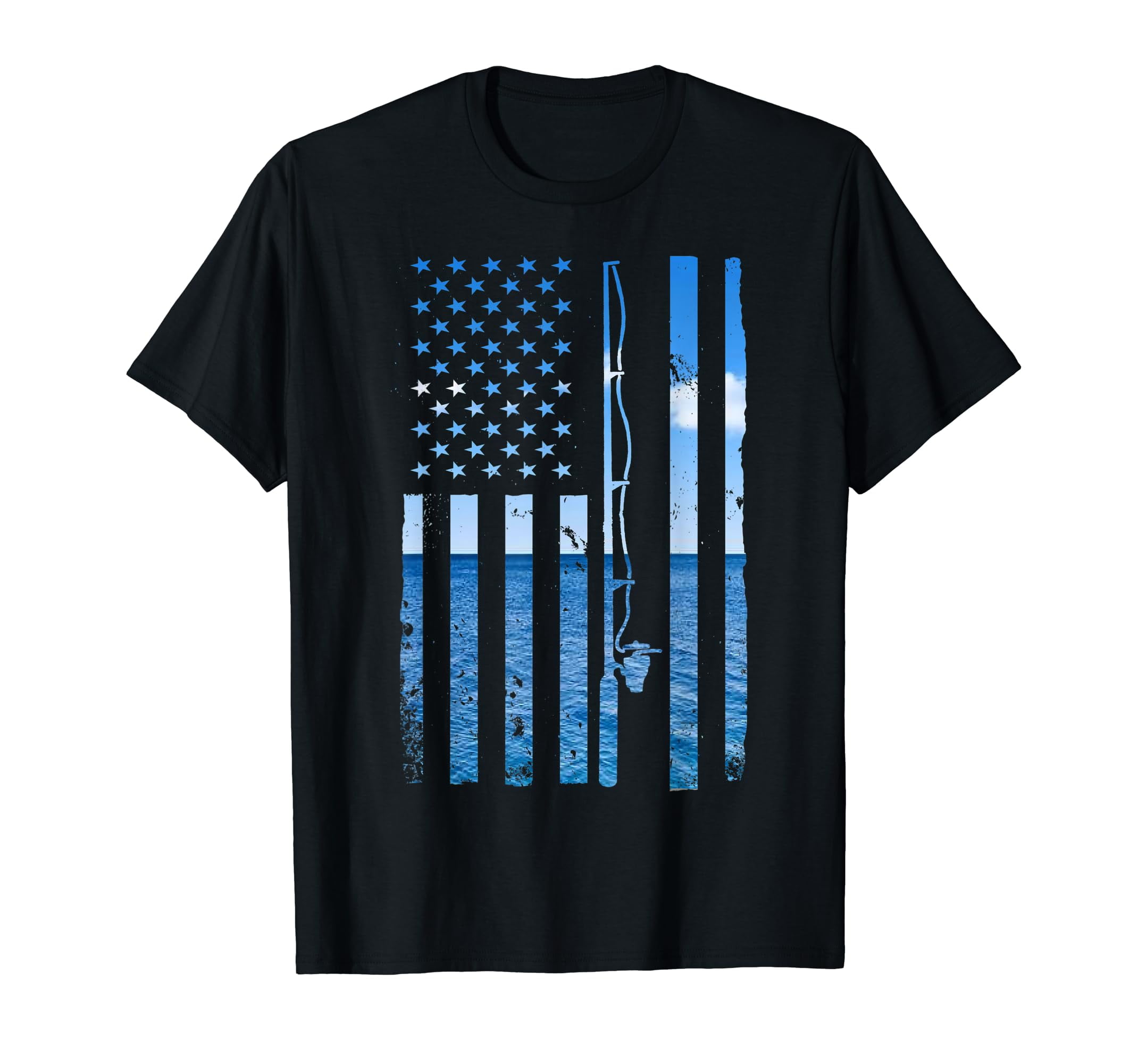 American Flag Fish Fisher Fisherman Funny Bass Fishing USA T-Shirt ...