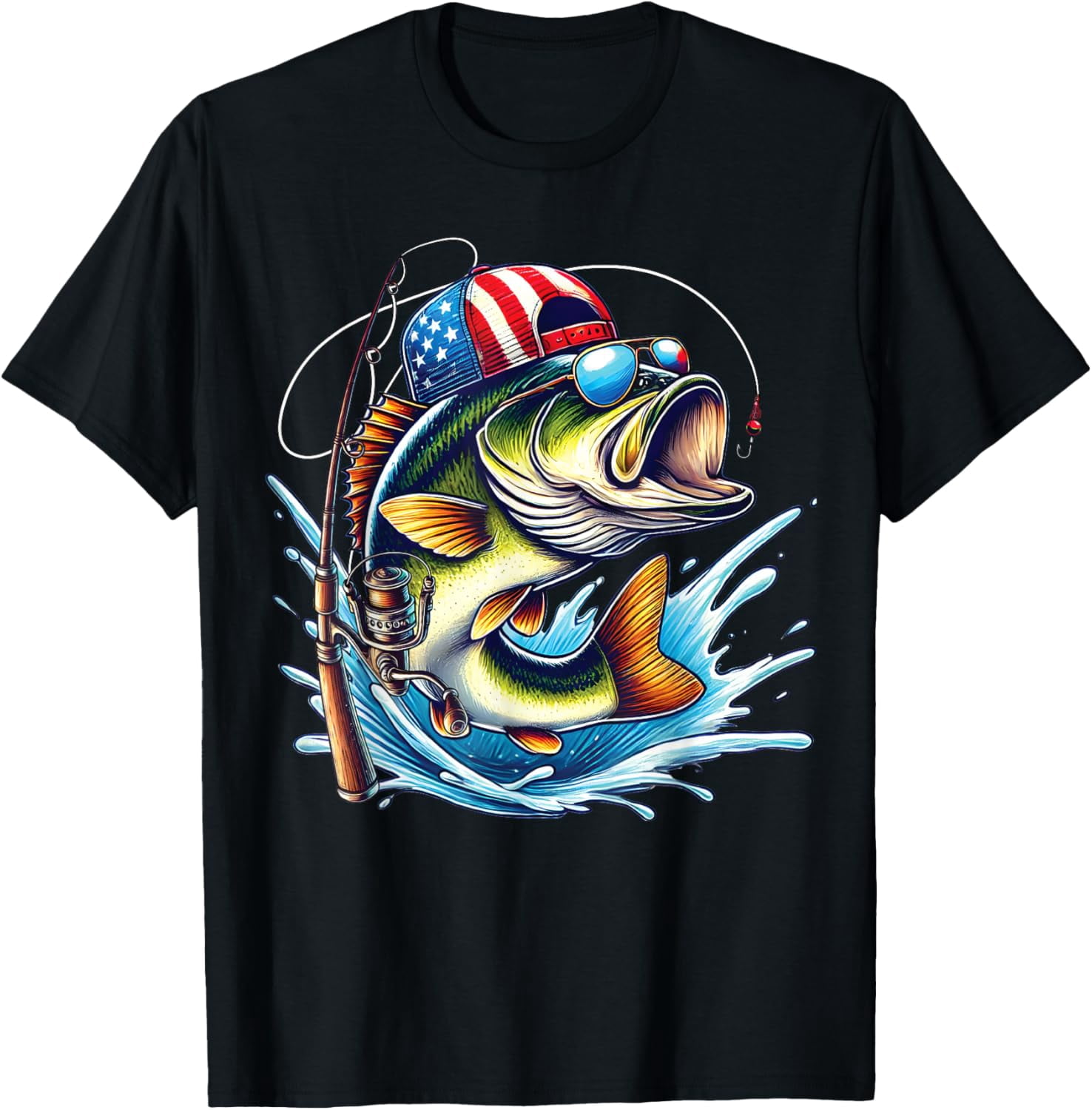 American Flag Fishing Lovers Fisherman Fishing Usa T Shirt - Walmart.com