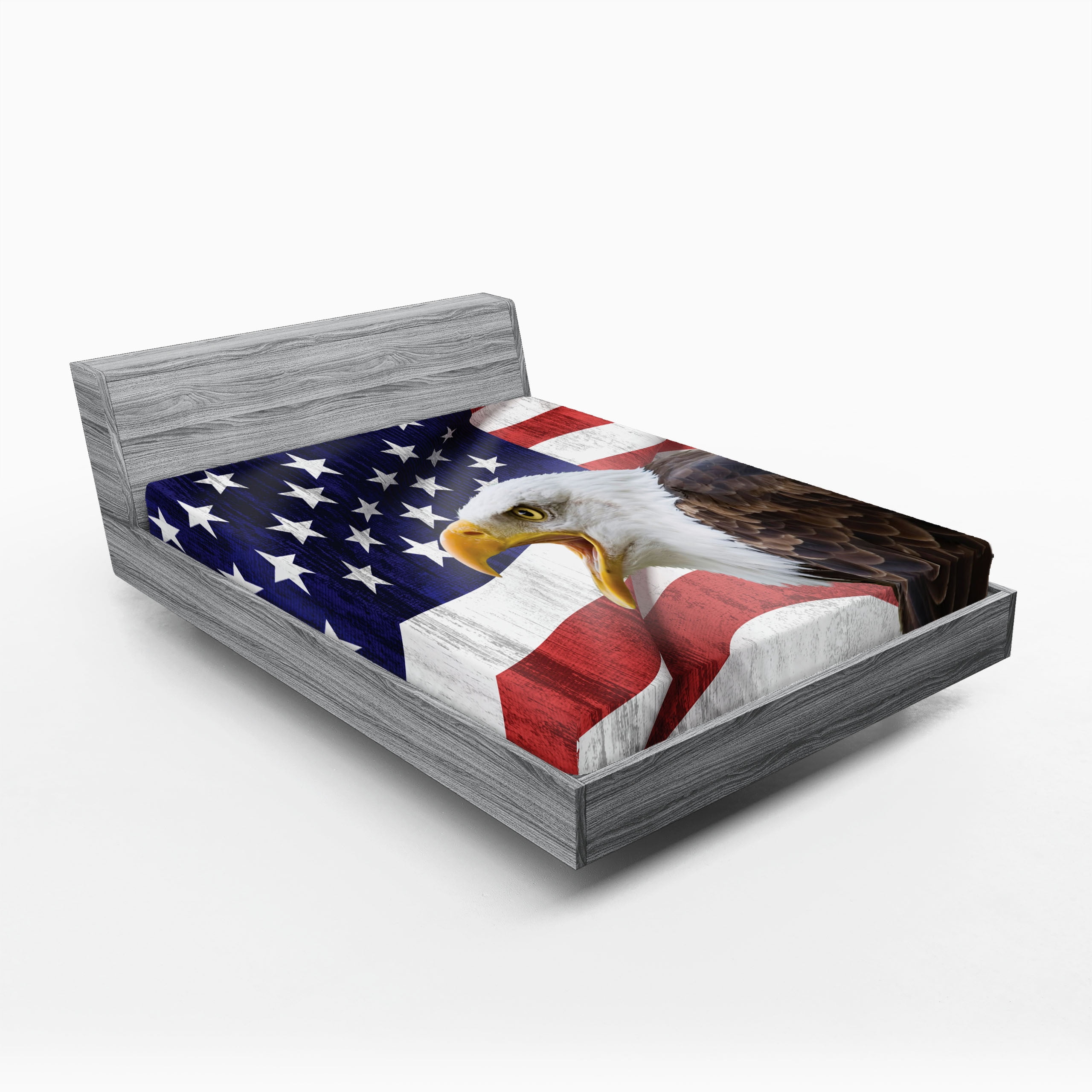 American Flag Fitted Sheet, Eagle on Foreground Banner Pride History ...