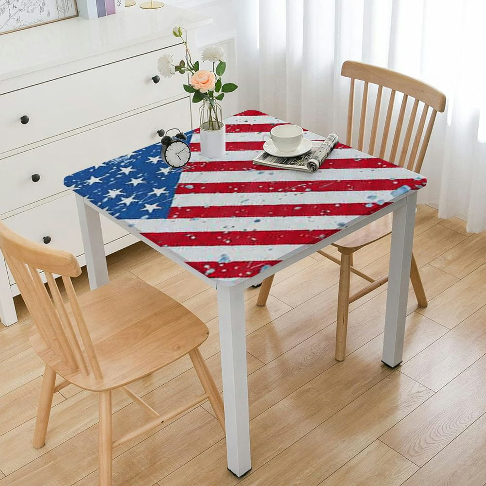 American Flag Fitted Table Clothes Square, USA Stars Stripes Patriotic ...