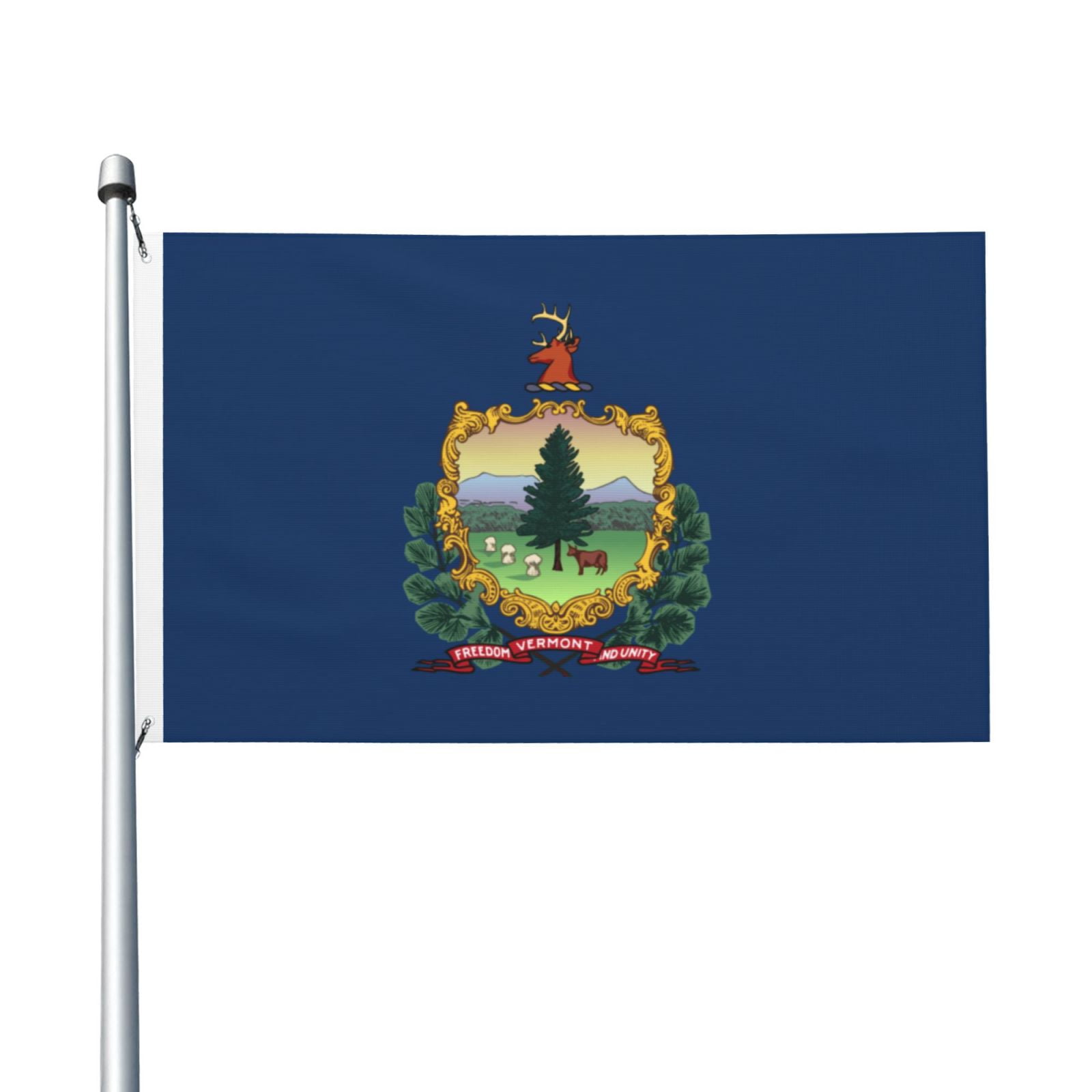 American Flag, Flag Of Vermont, Double Sided Flags Banner With 2 Brass ...