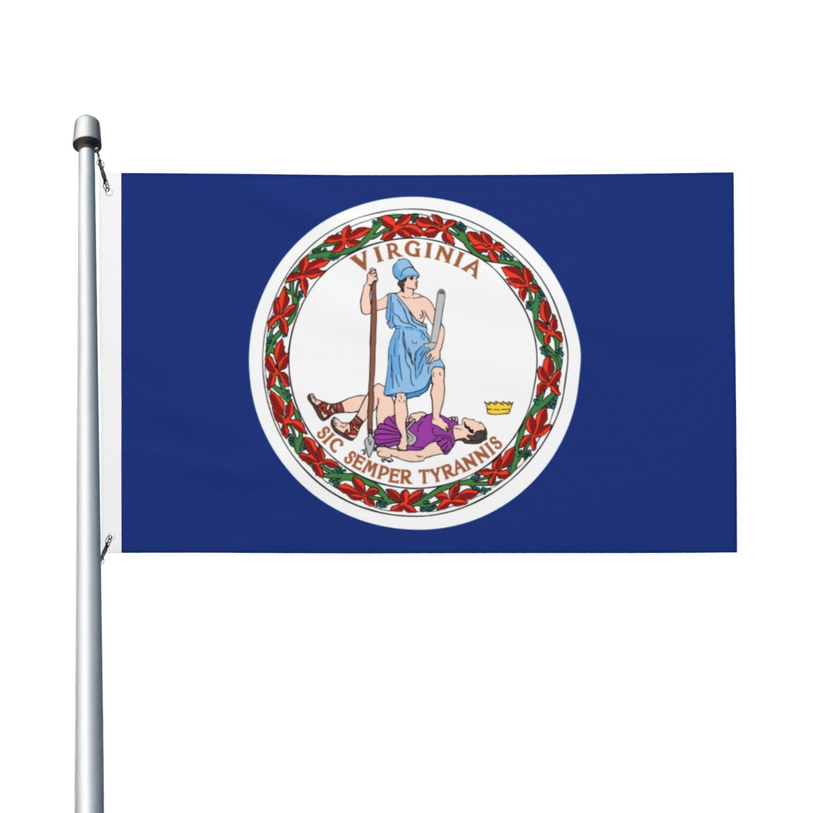 American Flag, Flag Of Virginia, Double Sided Flags Banner With 2 Brass ...