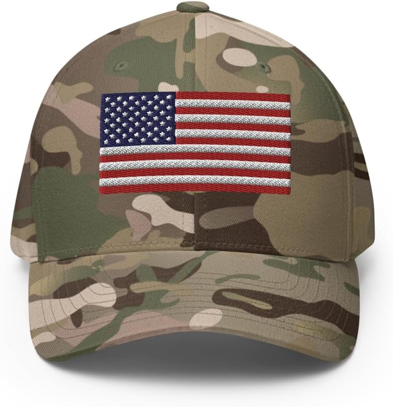 American Flag Flexfit Style Structured Twill Cap Embroidered In The Usa ...