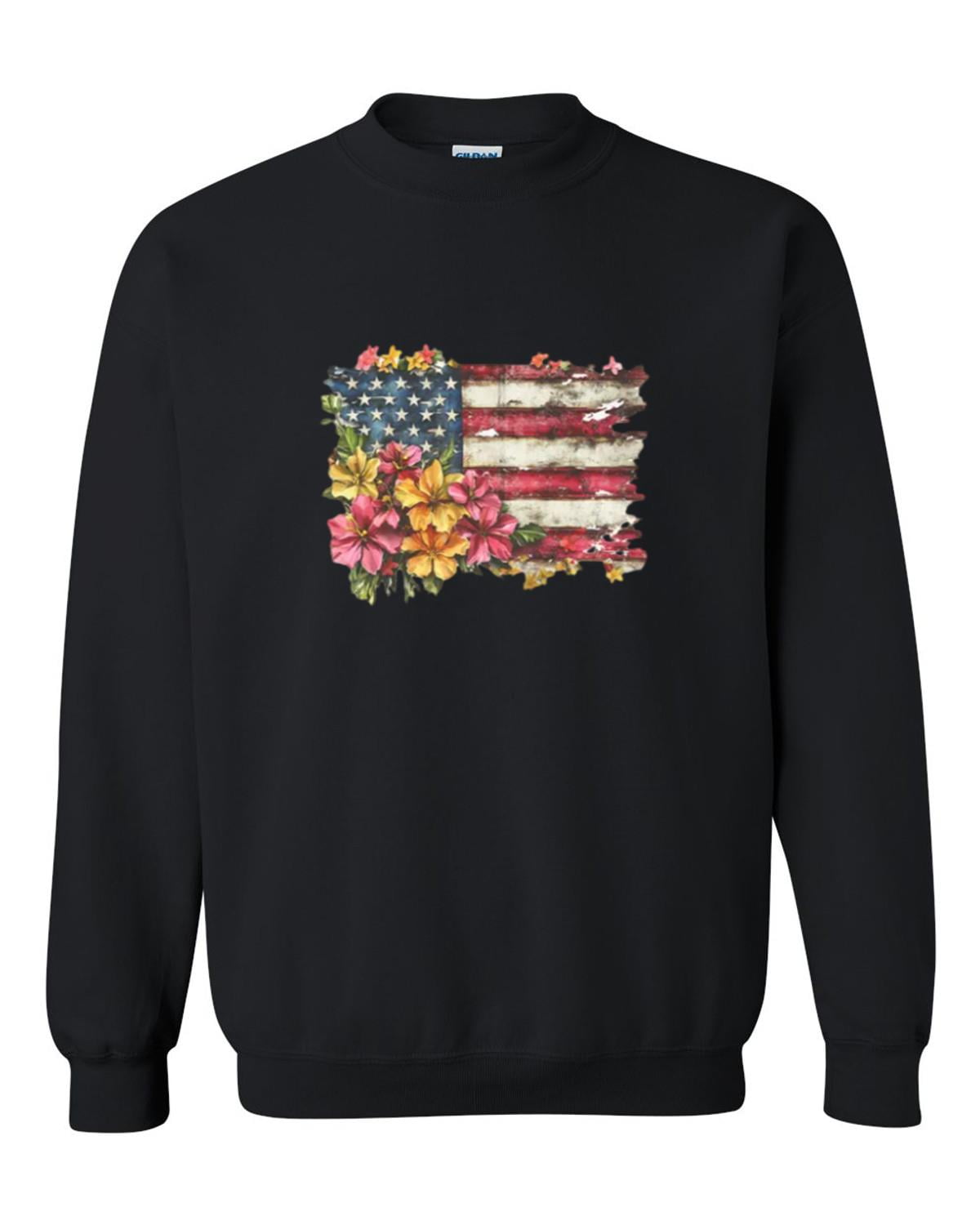 American Flag Floral Design Patriotic Style For Summer Events Sweatshirt, for men & women, up to ...