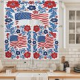 American Flag Floral Swag Curtains Valance and Tier Set, Flowers Leaves ...