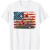 American Flag Floral Wildflower July 4th T-Shirt - Walmart.com