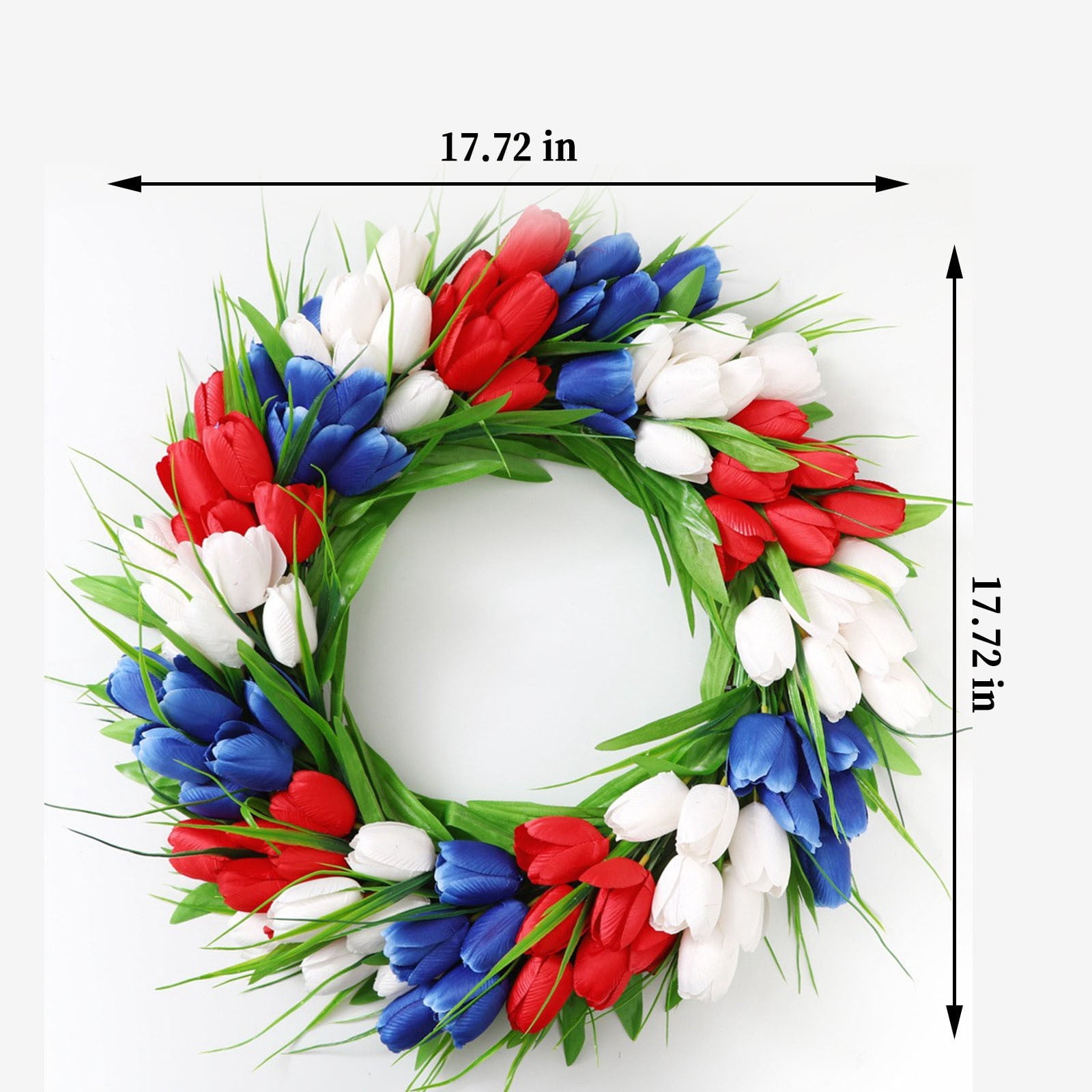 American Flag Floral Wreath Patriotic Tulip Silk Memorial Day & 4th of ...