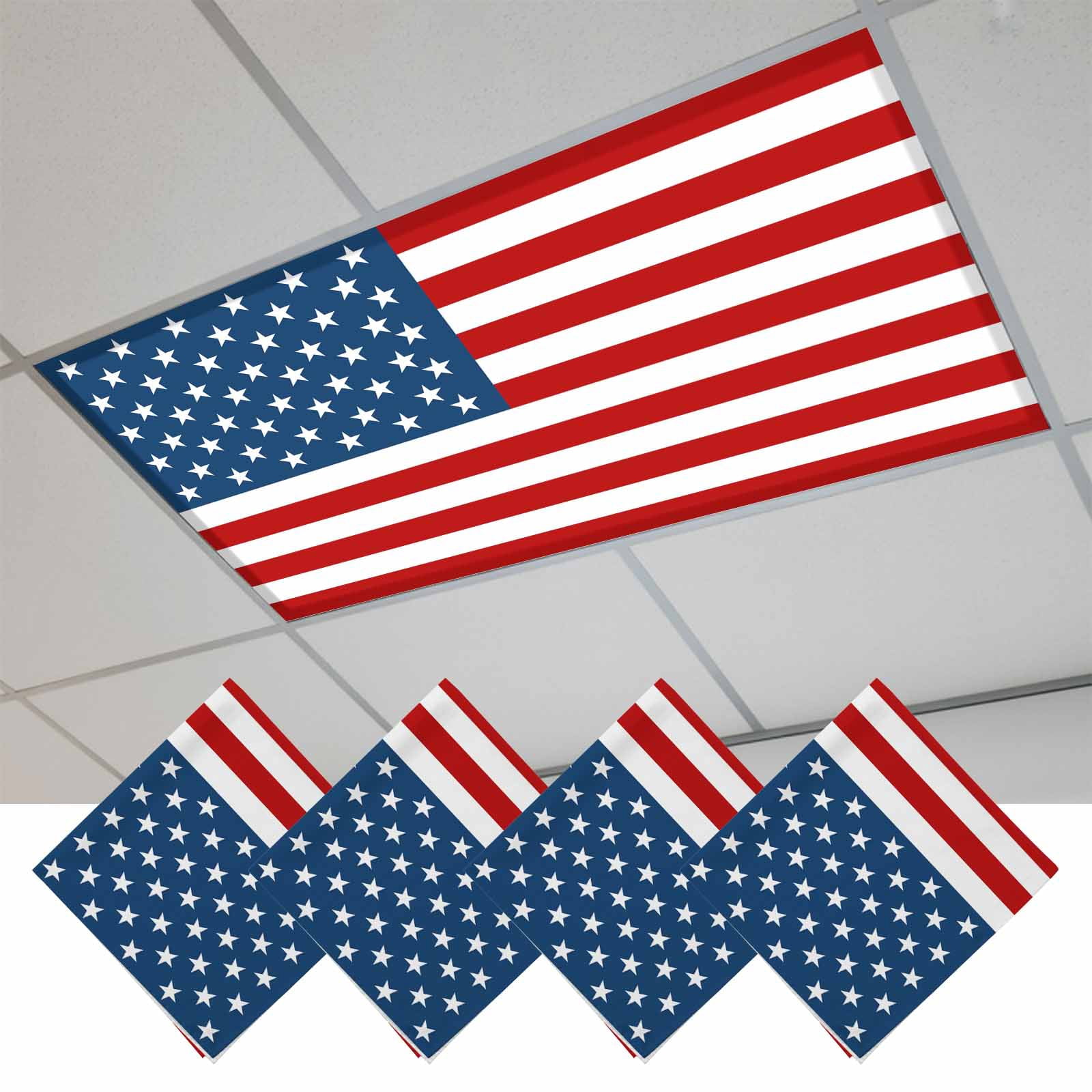 American Flag Fluorescent Light Covers, Blue Red USA Flag Magnetic ...