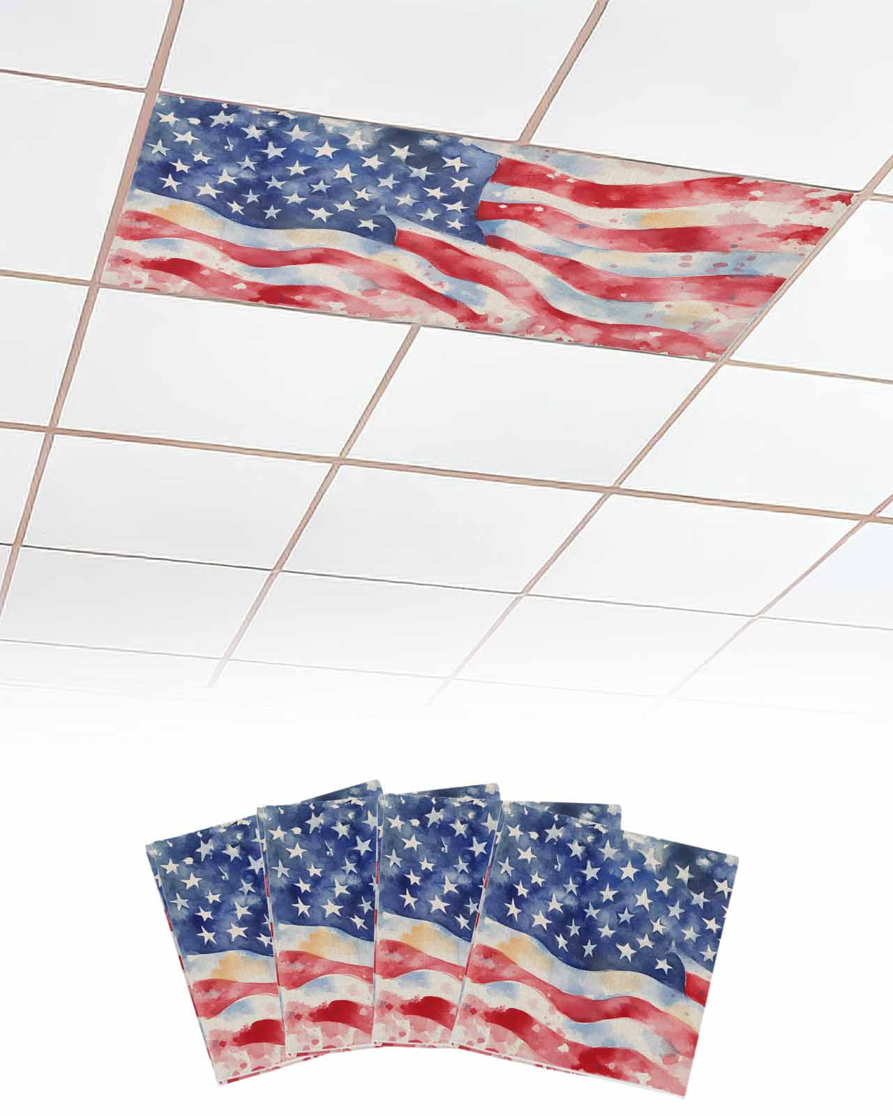 American Flag Fluorescent Light Covers for Ceiling Lights 4x2 feet,4 ...