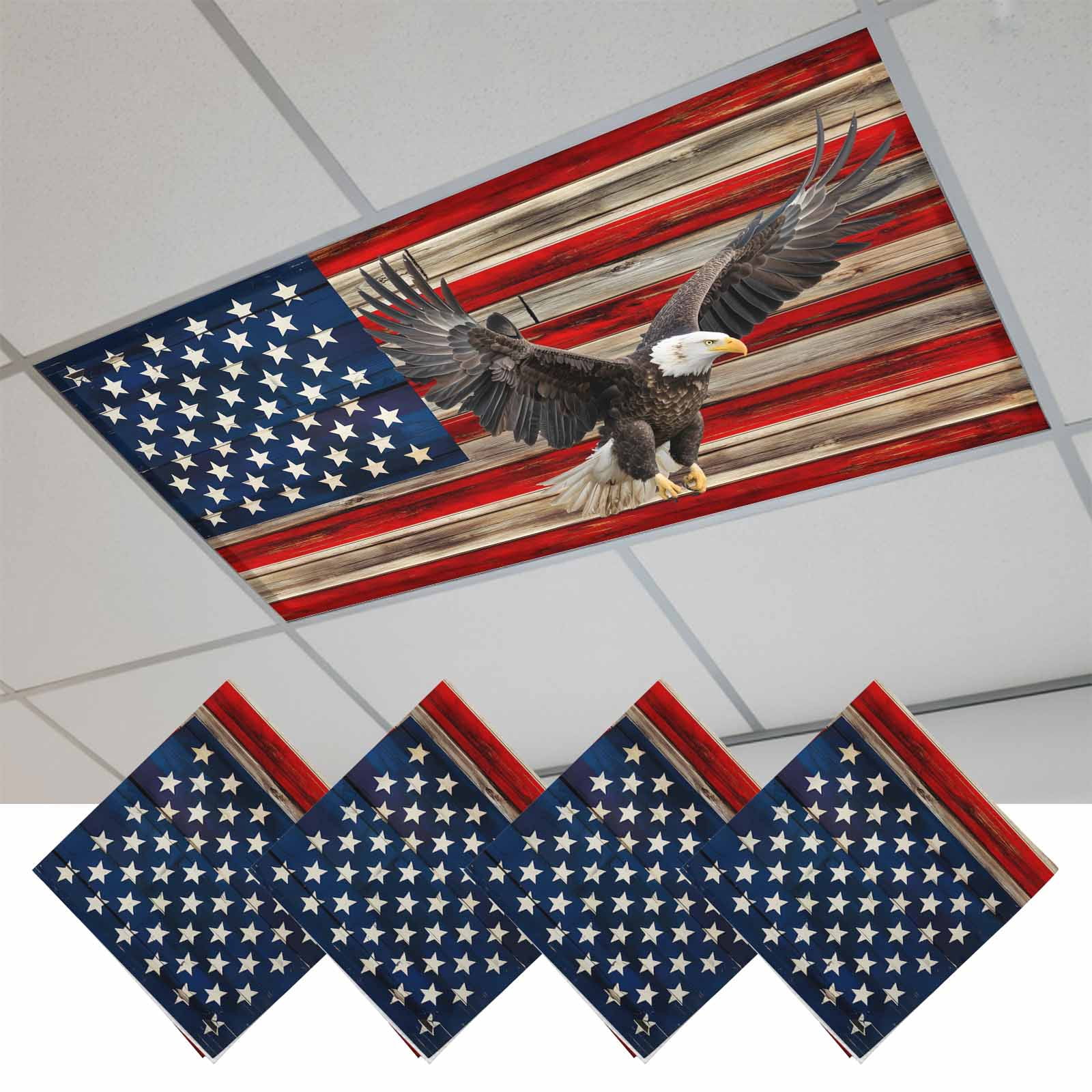 American Flag Fluorescent Light Covers, Eagle Blue Red USA Flag Retro ...