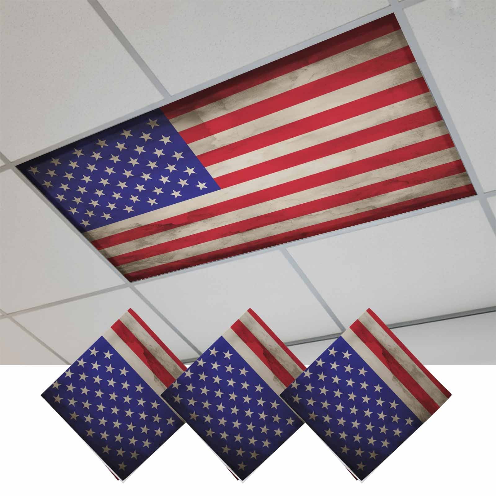 American Flag Fluorescent Light Covers, USA Flag Retro Magnetic Light ...