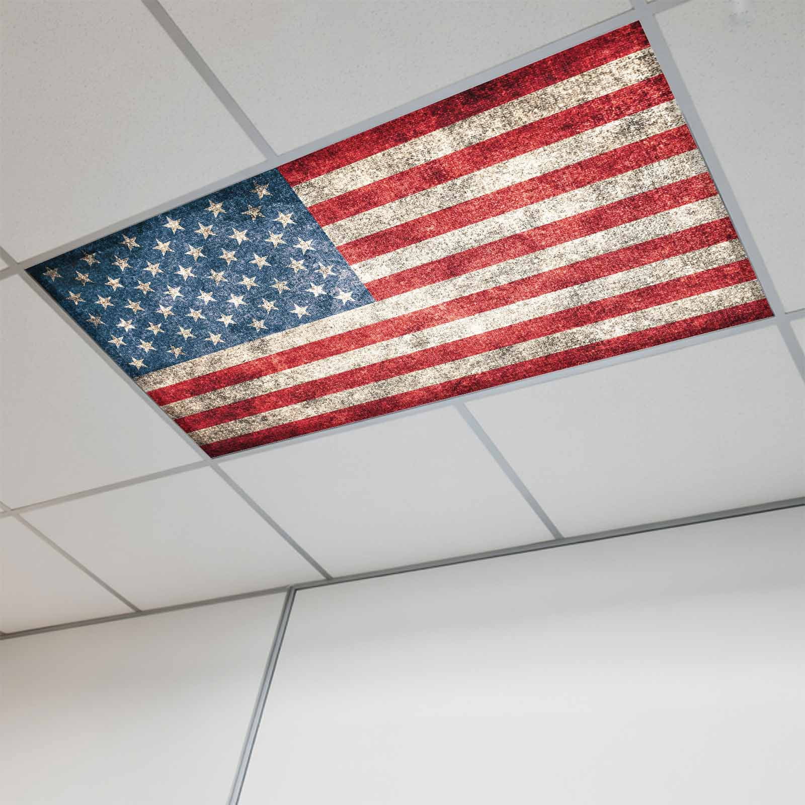American Flag Fluorescent Light Covers, Vintage Blue Red USA Flag ...