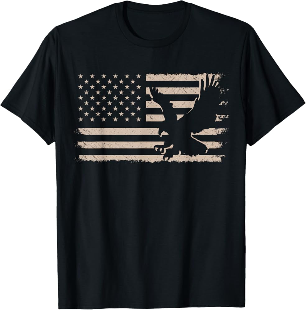 American Flag Flying Bald Eagle 4Th Of July Patriotic Usa T-Shirt ...