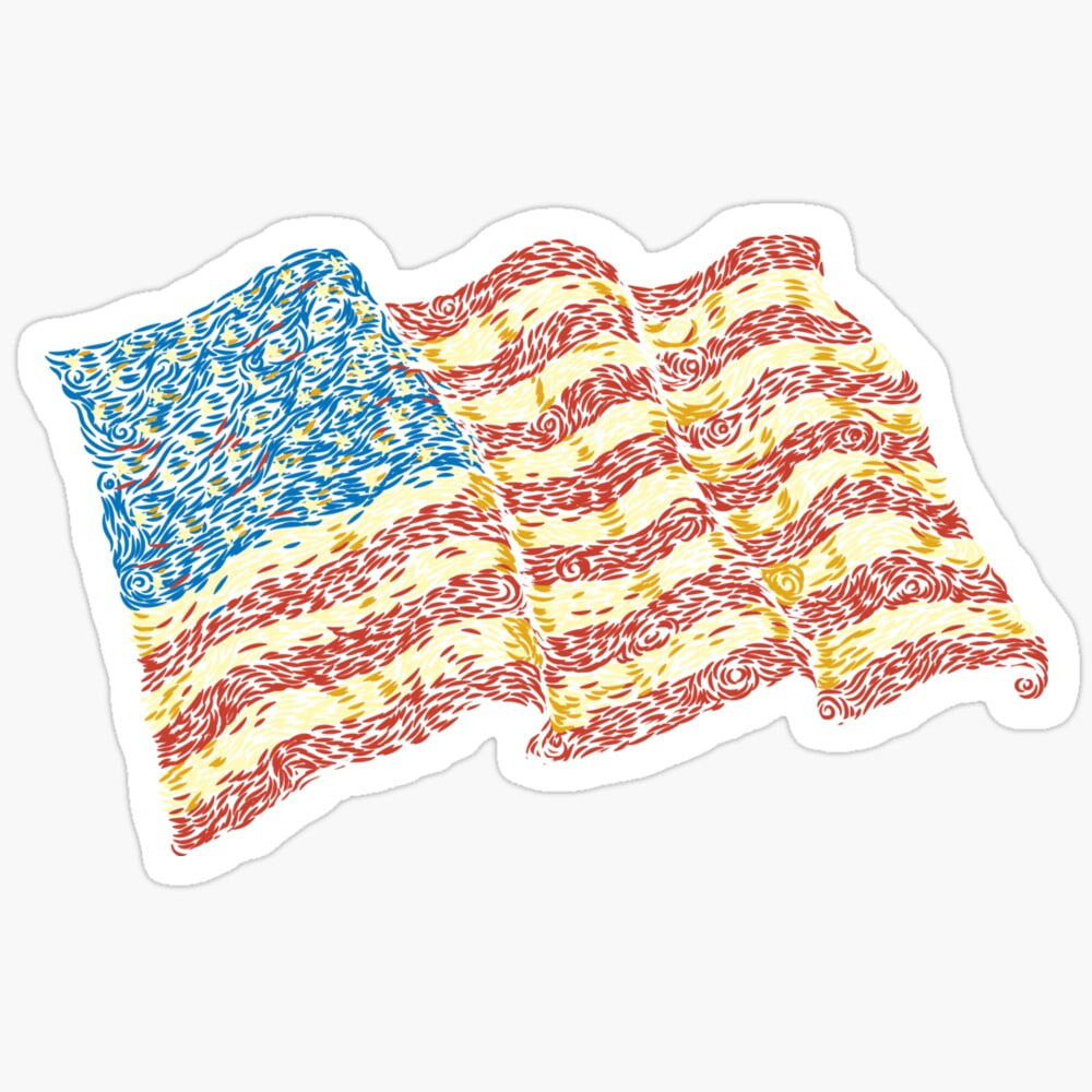 American Flag Freedom Impressionist Sticker Phone Decal Water Bottle ...