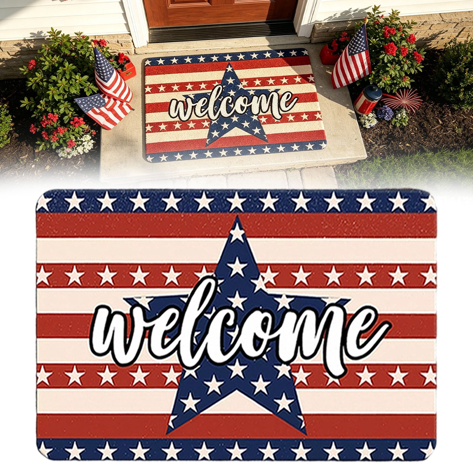 American Flag Front Door Mat, 60x90cm Non Slip Doormat for Independence ...