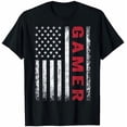 American Flag Funny Gamer Gift Video Games Boys Men Gaming T-Shirt ...