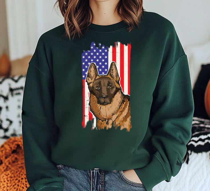 American Flag German Shepherd Dog Vintage T-Shirt, Sweatshirt, Hoodie ...