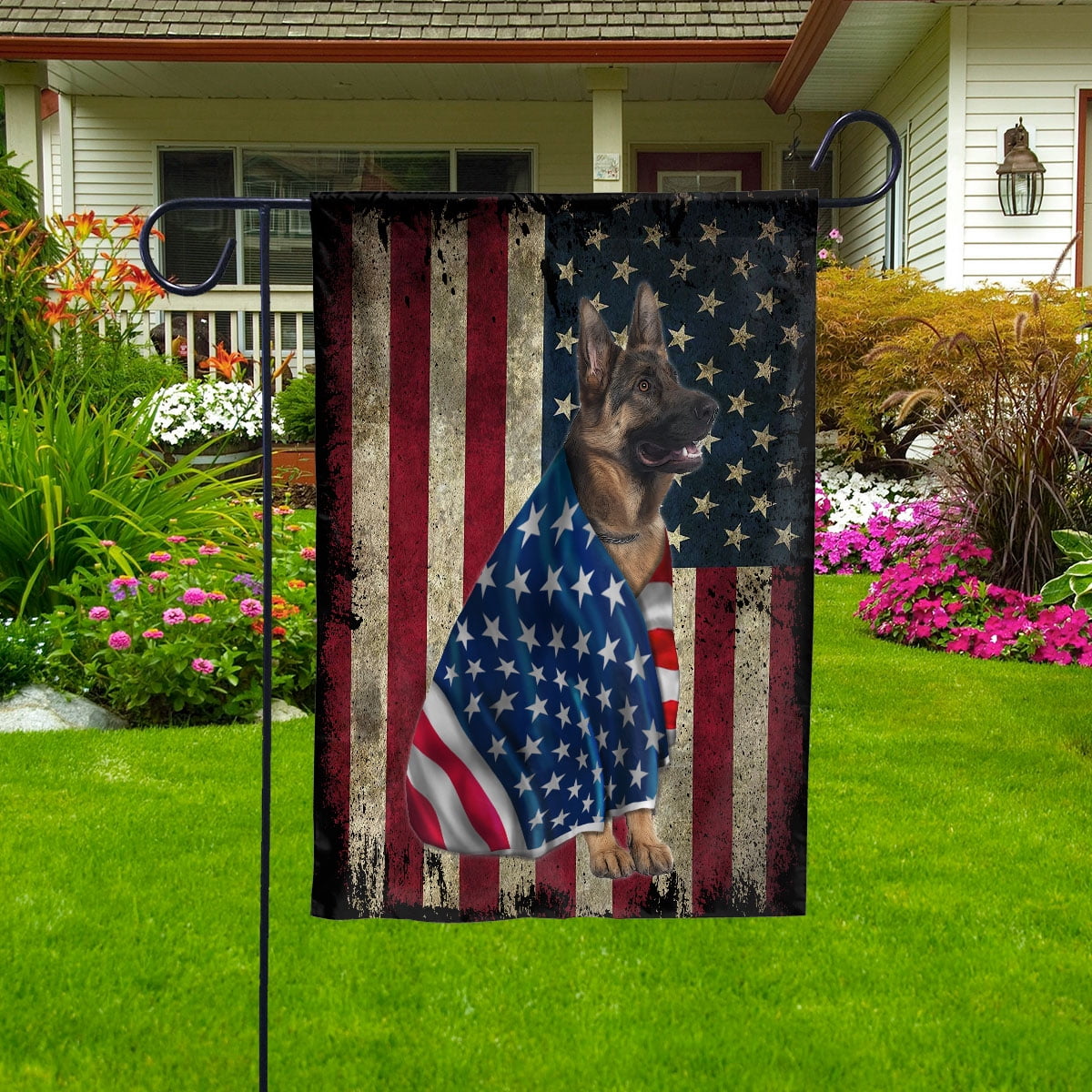 American Flag German Shepherd Dog Wearing Flag American Patriot ...