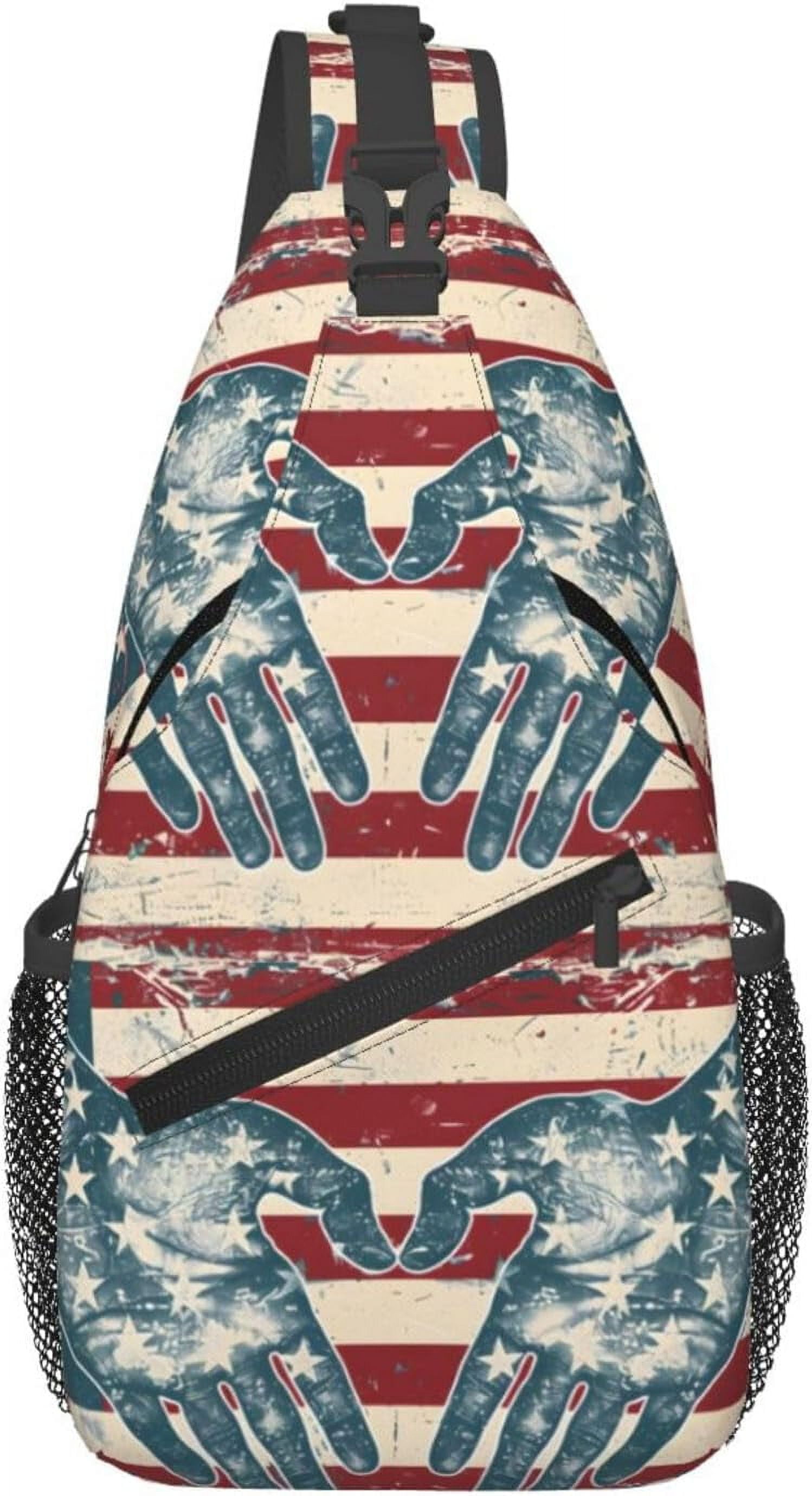 American Flag Gesture Sling Bag Usa Flag Chest Crossbody Shoulder Cool ...
