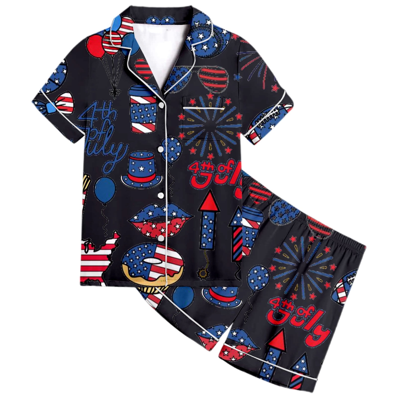 American Flag Girls Pajamas Size 2-3 Years Short Sleeve Pajamas Cute ...