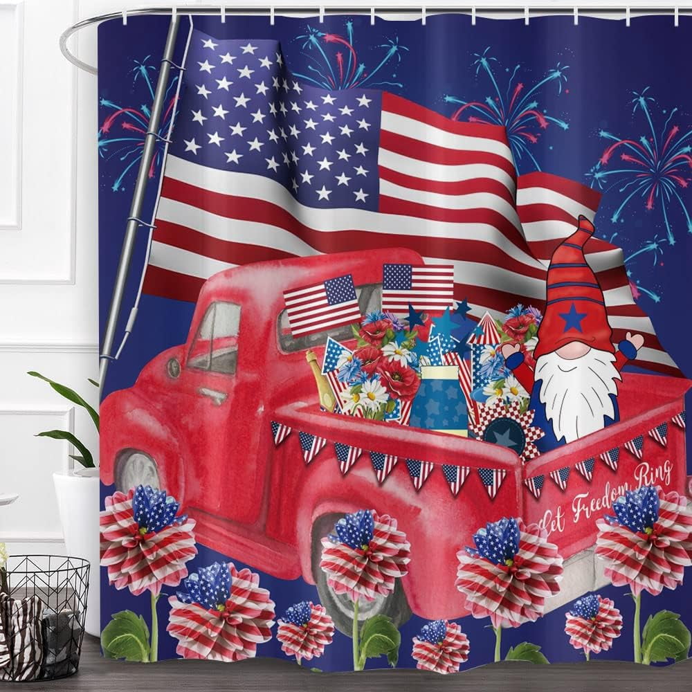American Flag Gnomes Truck Shower Curtain, President''s Day ...