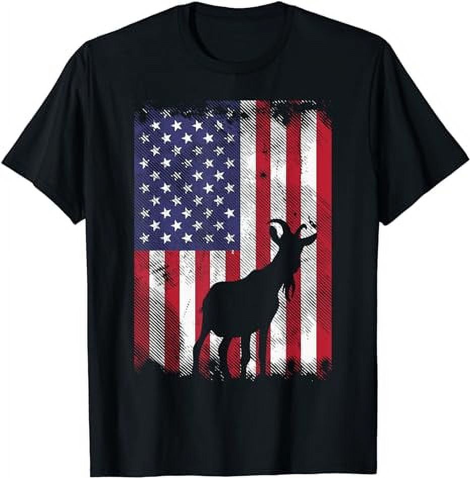 American Flag Goat Vintage Farm Animal Patriotic Farmer Gift T-Shirt ...