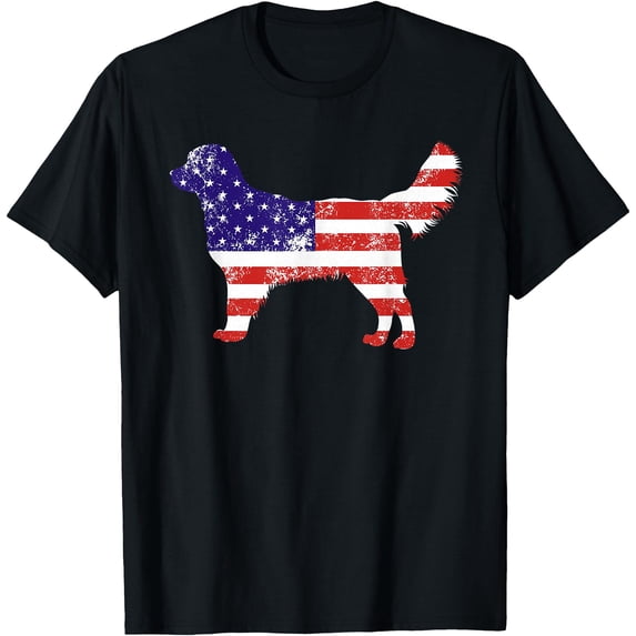 American Flag Golden Dog Retriever USA Retro 4th Of July Women Kids Men ...