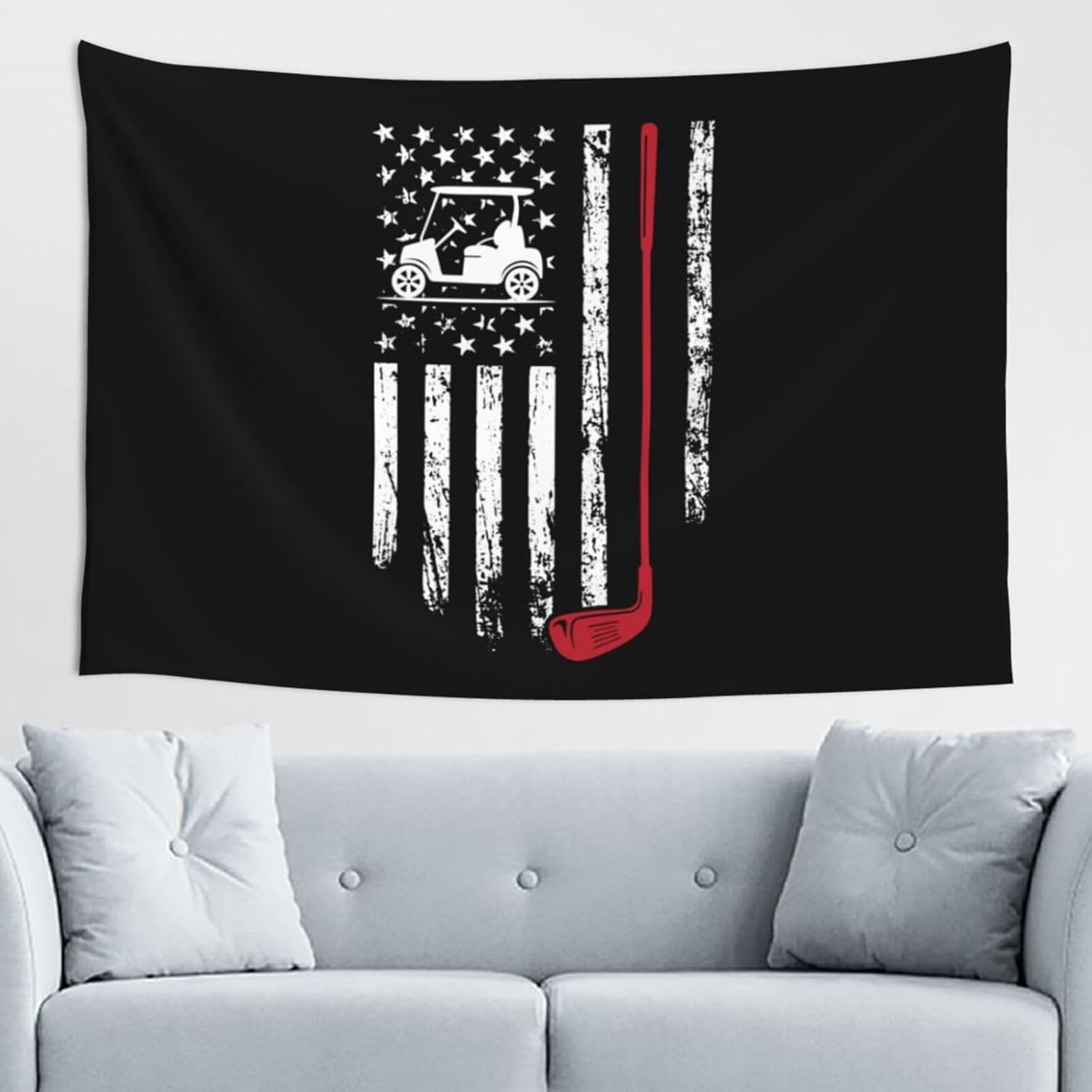 American Flag Golf Tapestry Wall Hanging 60x40 Inch Bedroom Living Room ...
