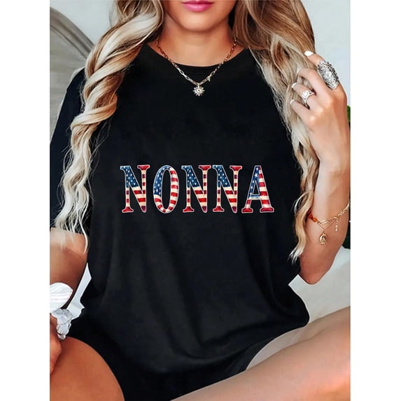 American Flag Grandma Nonna Merica T-Shirt - Walmart.com