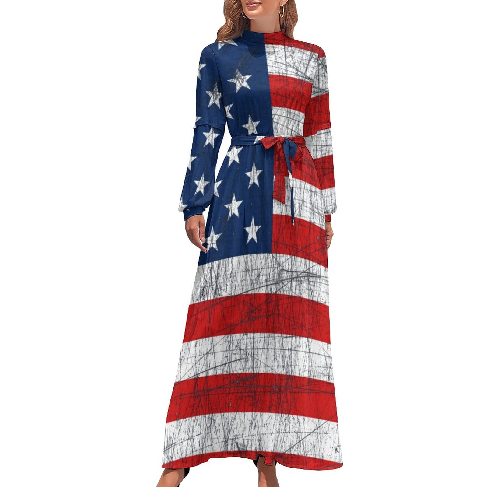 American Flag Graphic Dress Thin Red Line Star Print Street Style ...