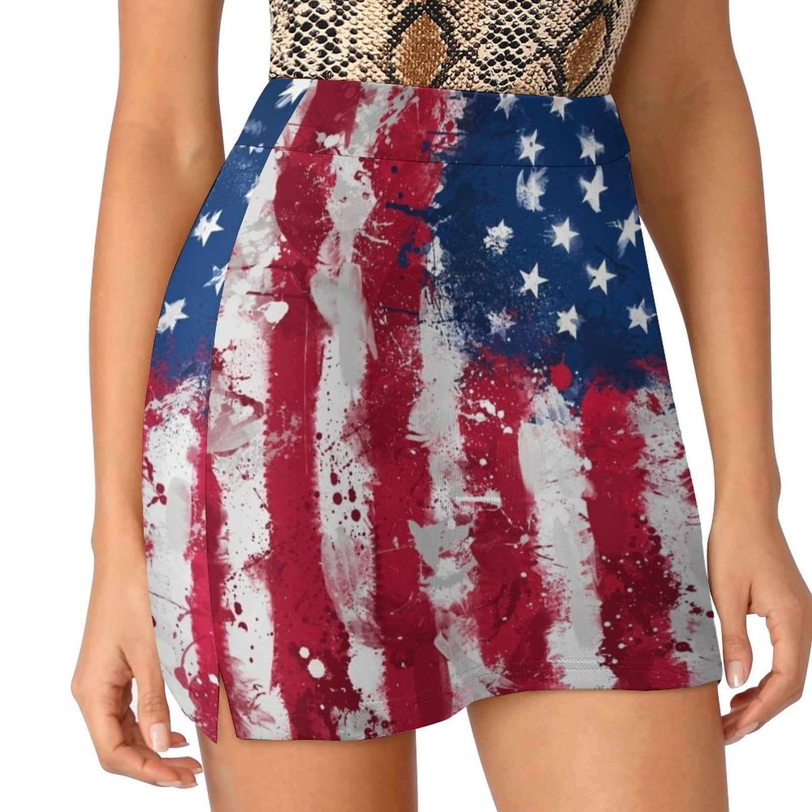 American Flag - Grunge Light Proof Trouser Skirt Woman short skirt ...