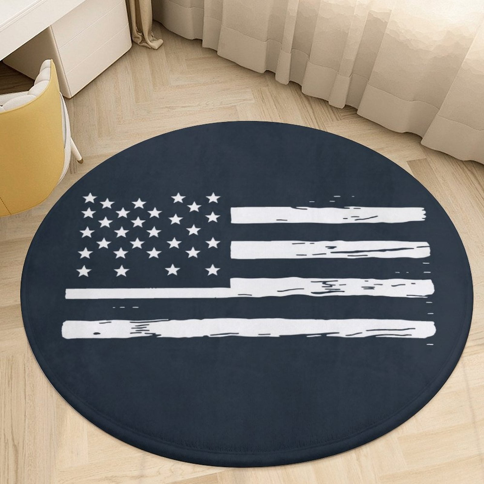 American Flag Grunge Style Round Rugs Non-slip Area Rug for Living Room ...