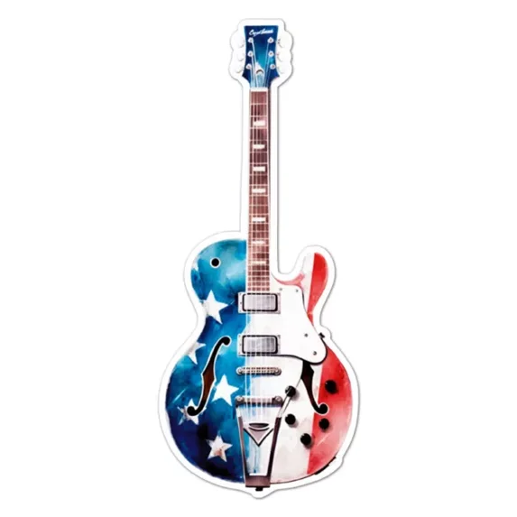 American Flag Guitar Sticker Indoor Outdoor Phone Decal Water Bottle ...