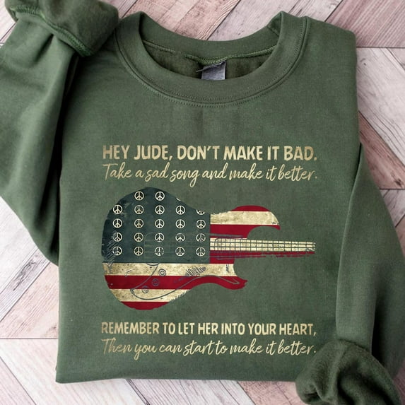 American Flag Guitar Sweatshirt | Inspired Song Lyrics Tee | Vintage ...