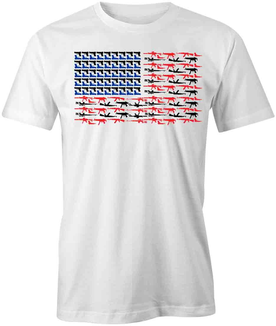 American Flag Gun T-Shirt | Patriotic American White Tee Gift - Walmart.com