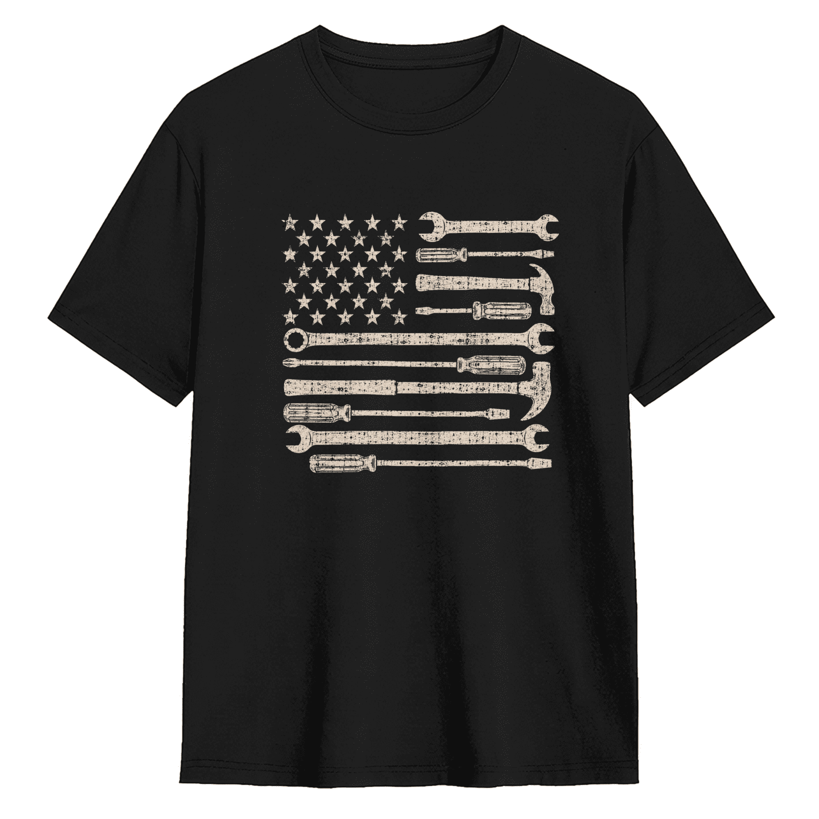 American Flag Hand Tools Cool Graphic Tee for Men, Funny Hiking Cotton ...