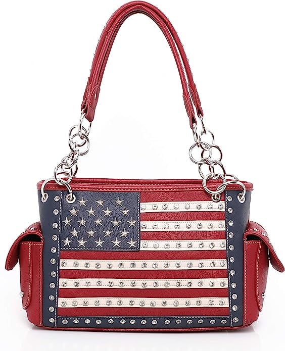 NLM001 NL GIRLS CARE Flag Handbags, Wallets, Patriotic Purses, Studded ...