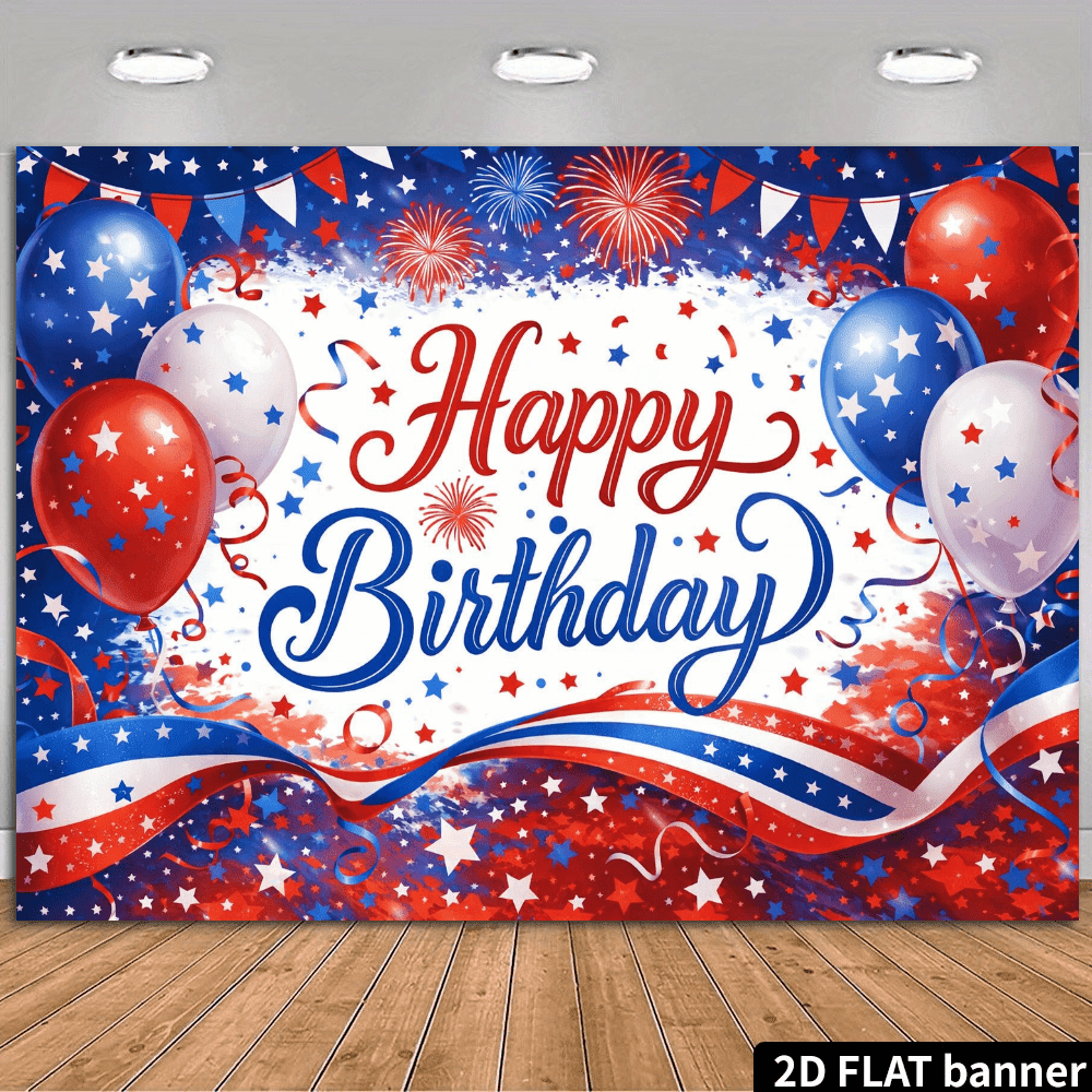 American Flag Happy Birthday Backdrop Red White Blue Gradient Birthday ...