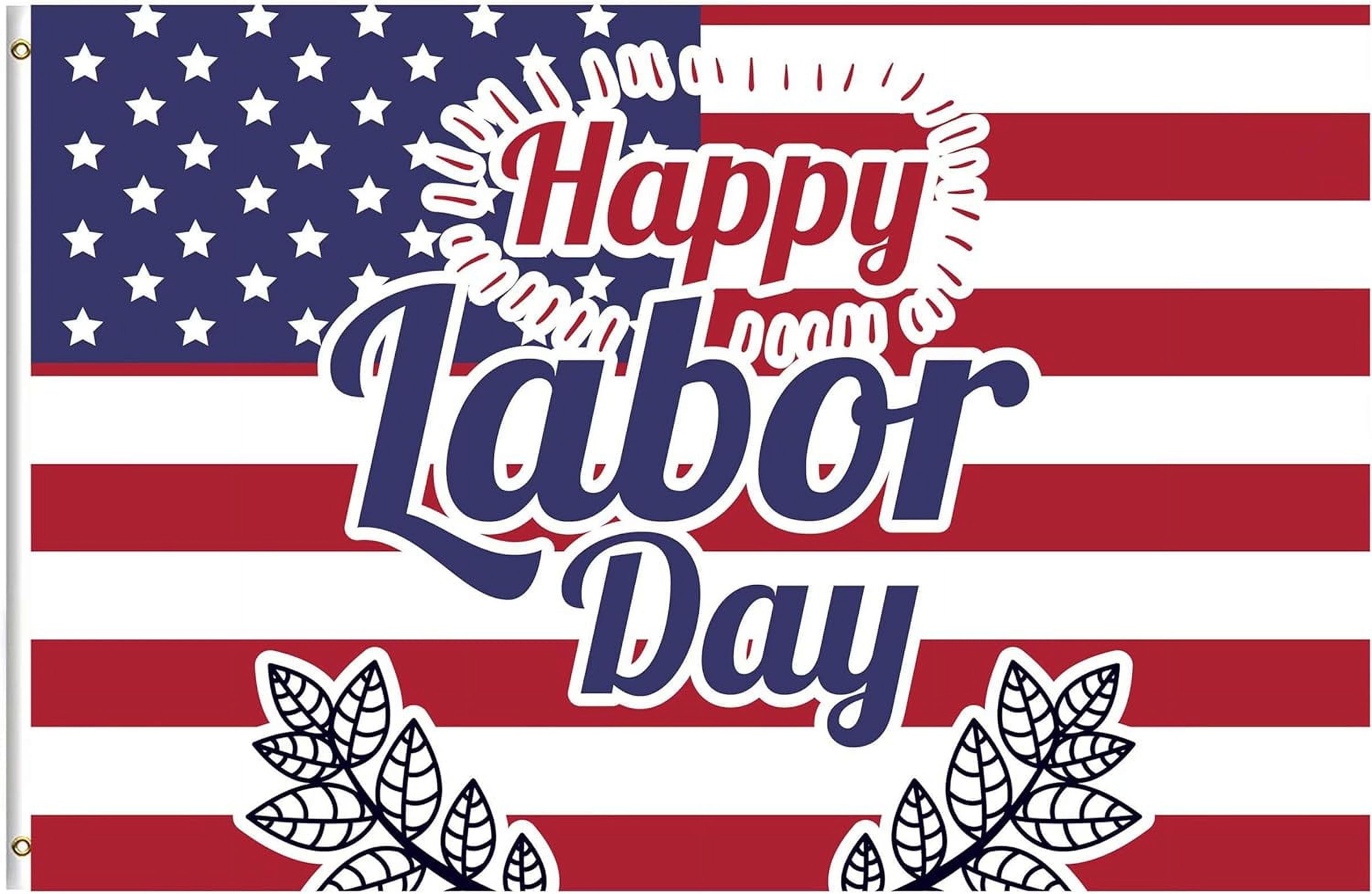 American -- Flag Happy Labor Day 3x5 Feet Flag, Polyester -Double ...