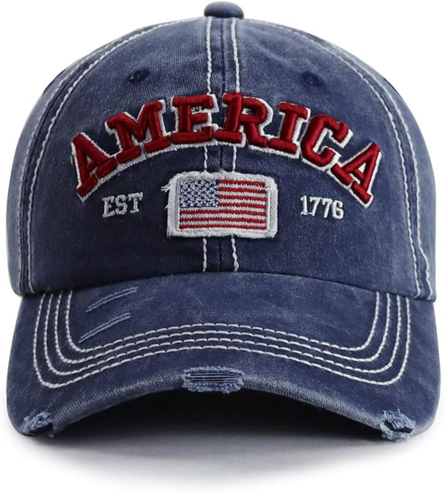 American Flag Hat for Men Women, Funny Adjustable Cotton Embroidered ...