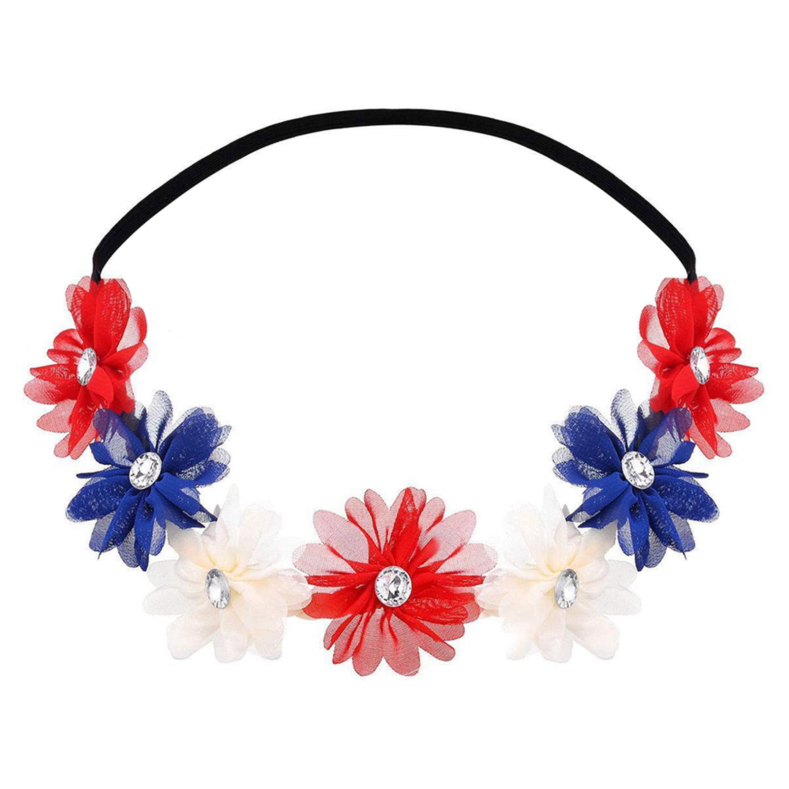 American Flag Headband Hair Hoop Red White and Blue Flower Headband ...