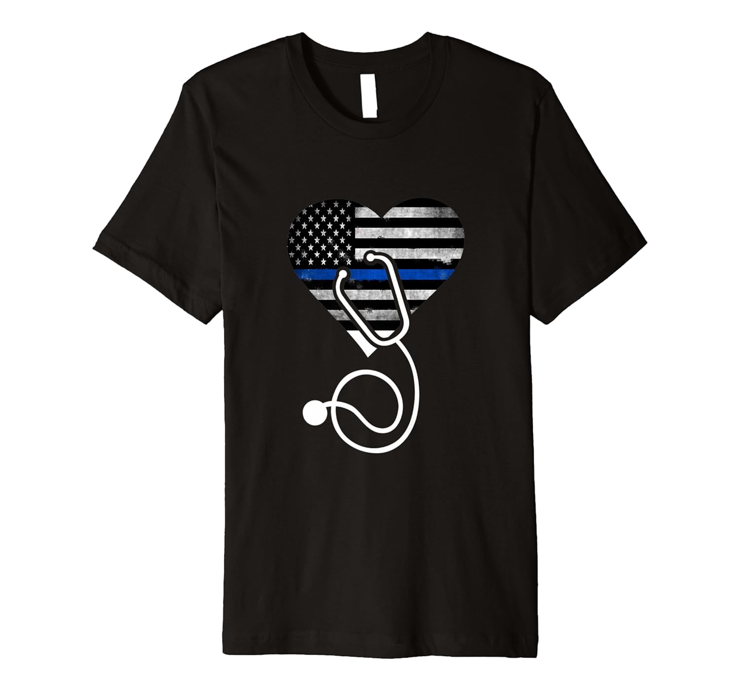 American Flag Heart Blue Line Nurse T Shirt - Walmart.com