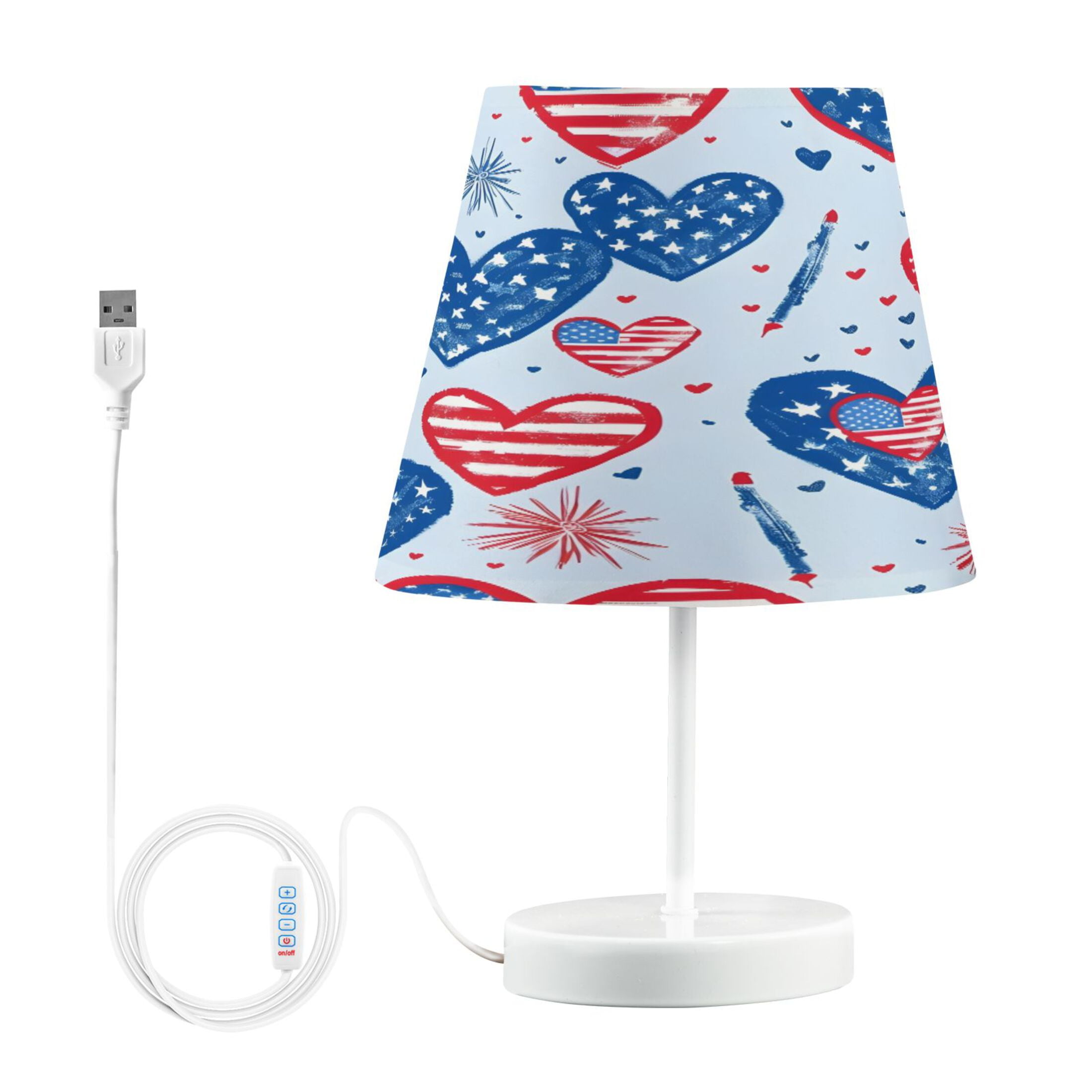 American Flag Heart Desk Lamp LED Table Nightstand Lamps with 3 Color ...